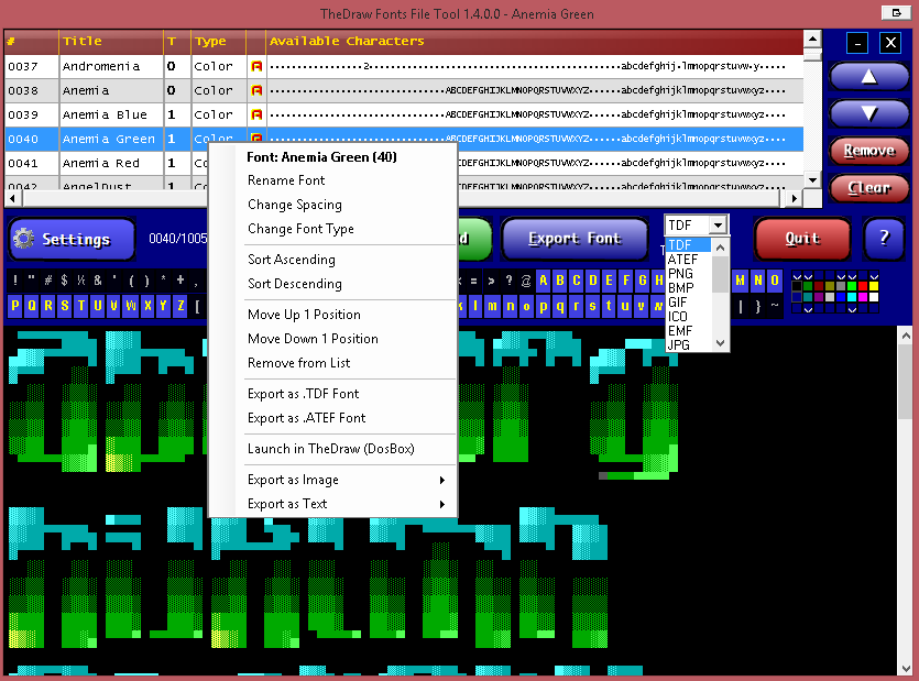 TheDraw (.TDF) Fonts Tool